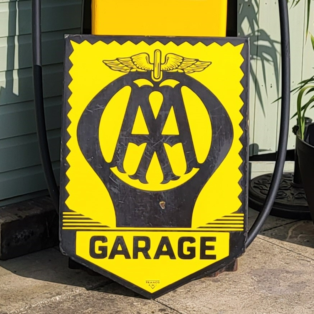 AA Garage sign ORIGINAL Enamel ! great item ! 31 x 22 inch ...
