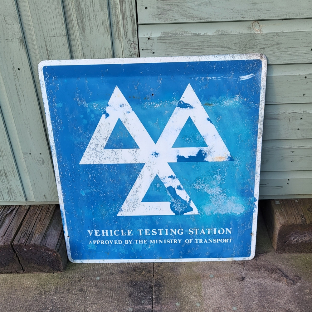 MOT alloy sign 24 x 24 inches original , weathered , see pics ...