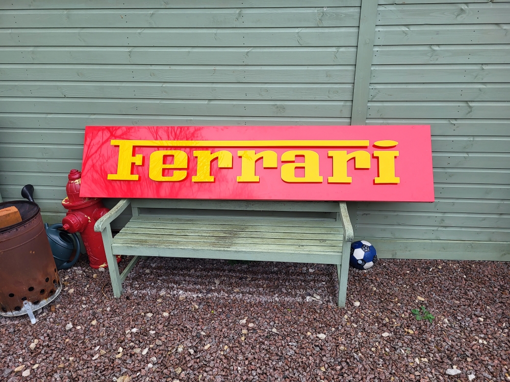 FERRARI showroom sign 8 feet long STUNNING alloy frame with raised ...