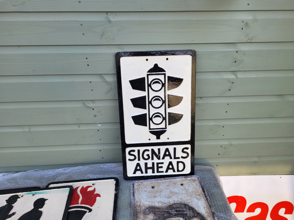Road sign Signals ahead ORIGINAL cast sign 20 x 12 inch | Automobilia ...