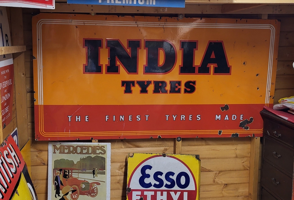 INDIA TYRES 72 x 36 inch enamel ORIGINAL ! SOLD to client down South ...